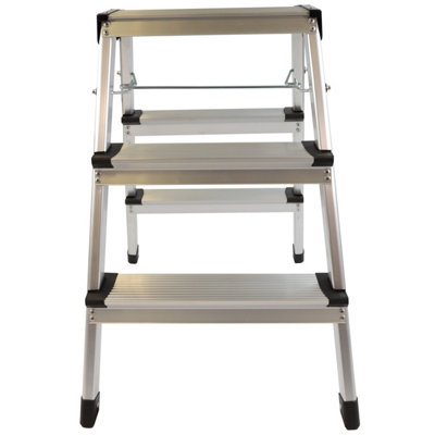 Excel Heavy Duty Fibreglass 3 Tread Ladder with 3 Step Hop Up Ladder ...