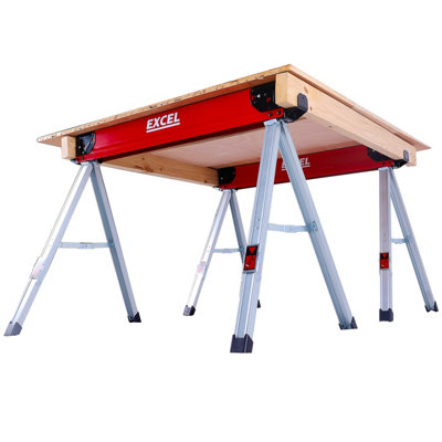 Excel Heavy Duty Steel Sawhorse Twin Pack, 1000kg Load Capacity, Work ...