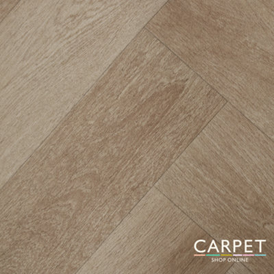 Excel Herringbone Oak Wood Vinyl Flooring 3m x 4m