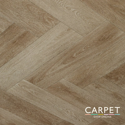 Excel Herringbone Oak Wood Vinyl Flooring 3m x 4m