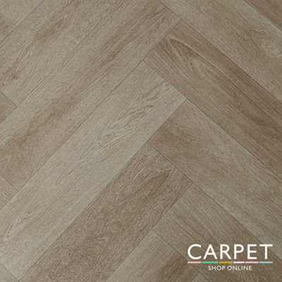 Excel Herringbone Oak Wood Vinyl Flooring 4.5m x 3m