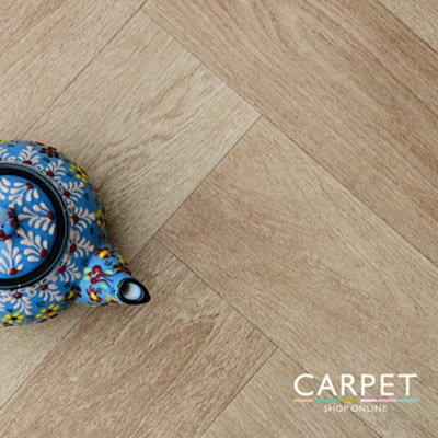 Excel Herringbone Oak Wood Vinyl Flooring 4.5m x 3m