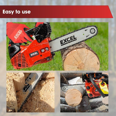 Excel Petrol Chainsaw 12" 25cc Heavy Duty Wood Cutting Saw with Chain ...