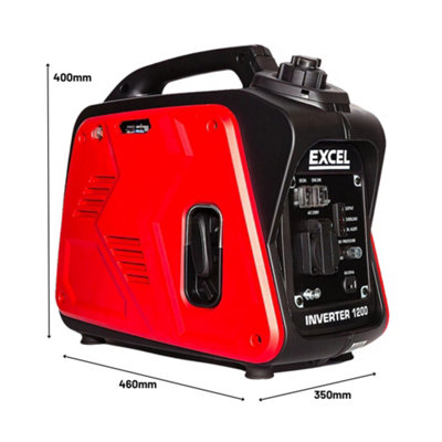Excel Petrol Generator 1200W Quiet Portable Suitcase Design with 4 ...