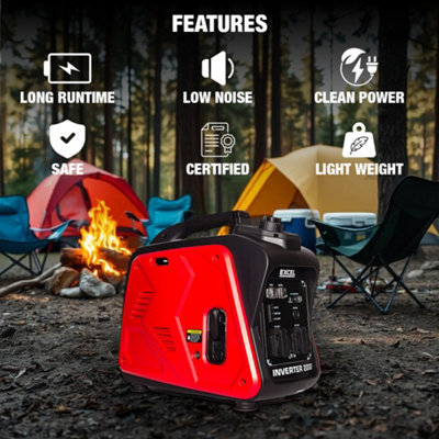 Excel Petrol Generator 2000W Quiet Portable Suitcase Design with 4 ...