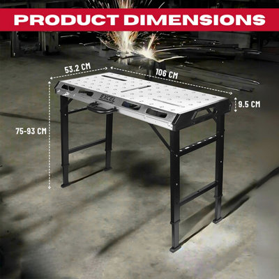 Excel Portable Steel Welding Table & Workbench Adjustable Height, 450kg ...