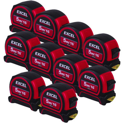Excel PVC Tape Measure 5m/16ft Pack of 10 | DIY at B&Q