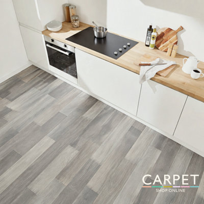 Excel Shadow Grey Oak Wood Vinyl Flooring 5m x 3m