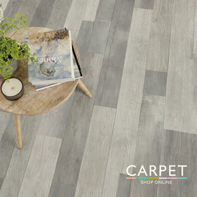 Excel Shadow Grey Oak Wood Vinyl Flooring 5m x 3m