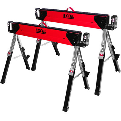 Excel Steel Sawhorse Twin Pack 1178kg Load Capacity, Telescopic Legs ...