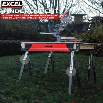 Excel Steel Sawhorse Twin Pack 1178kg Load Capacity, Telescopic Legs ...