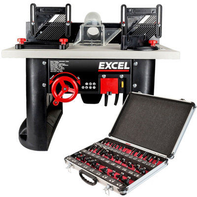 Excel Table Router Cutter 240V/1500W Black with 1/2in Shank Router ...