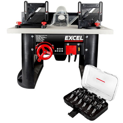Excel Table Router Cutter 240V/1500W Black with 1/2in Shank TCT Router ...