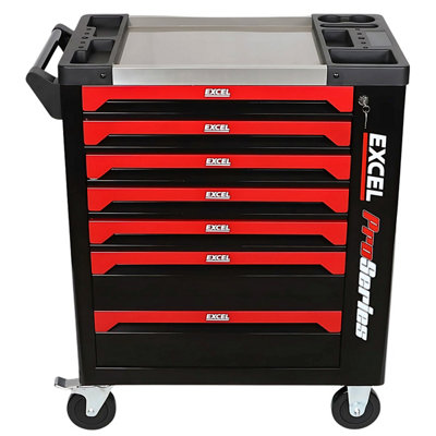 EXCEL TOOL CHEST ROLLER 7 DRAWER, CABINET LOCKABLE STEEL STORAGE BLACK ...