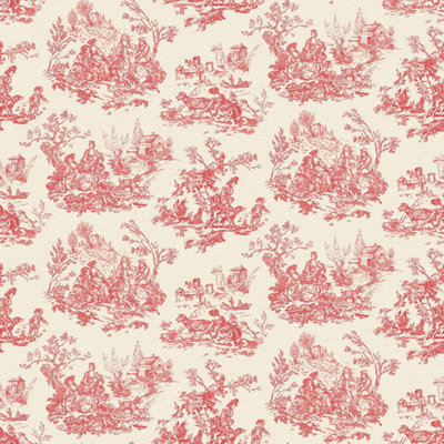 Exclusive Shades Cream Red Toile De Jouy Country Animal Print Theme ...
