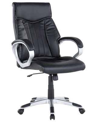 Executive Chair Swivel TRIUMPH Faux Leather Black