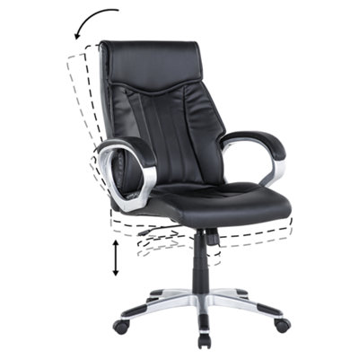 Executive Chair Swivel TRIUMPH Faux Leather Black