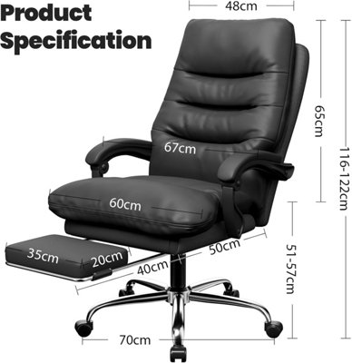 EXECUTIVE OFFICE CHAIR BIG AND TALL,PU LEATHER RECLINER DESK CHAIR WITH ...