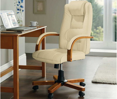 Knightsbridge cream leather office chair store