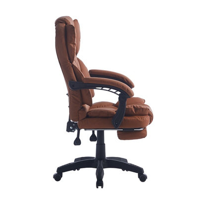 Executive Swivel Brown Office Chair PU Leather Computer Desk Chair With Footrest
