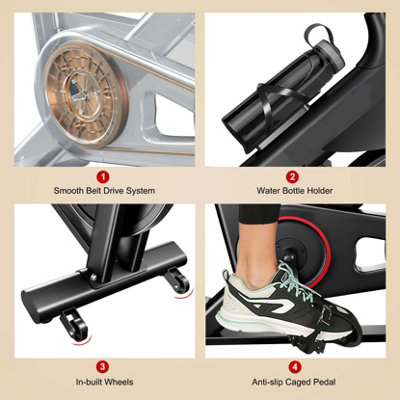 Exercise Bike, Indoor Bike with Silent Belt Drive, Heavy Flywheel and ...