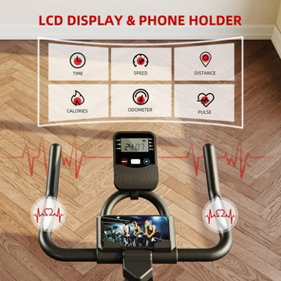 Exercise Bike, Indoor Bike with Silent Belt Drive, Heavy Flywheel and ...
