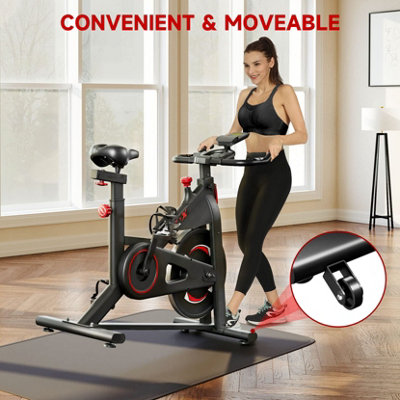 Exercise Bike, Indoor Bike with Silent Belt Drive, Heavy Flywheel and ...