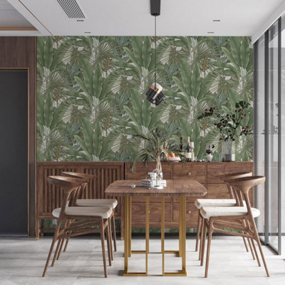 Exotic Jungle Textured Heavyweight Vinyl Wallpaper Green AS Creation 39647-2 | DIY at B&Q