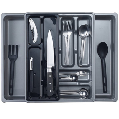 Expandable Adjustable Cutlery Utensil Holder Tray Drawer Organiser ...
