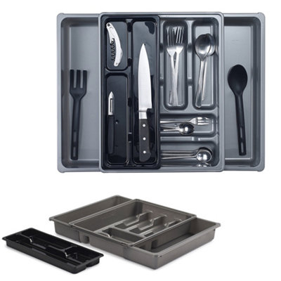 Expandable Adjustable Cutlery Utensil Holder Tray Drawer Organiser ...