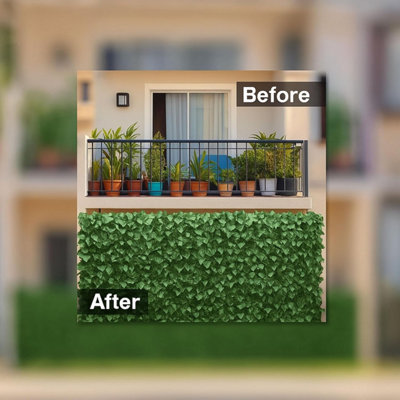 Expandable Artificial Ivy Hedge Privacy Screen 1m x 3m