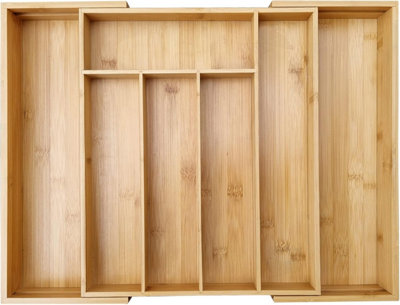 Expandable Bamboo Cutlery Tray Drawer Organiser, 5,7 Compartments, 48.5 ...