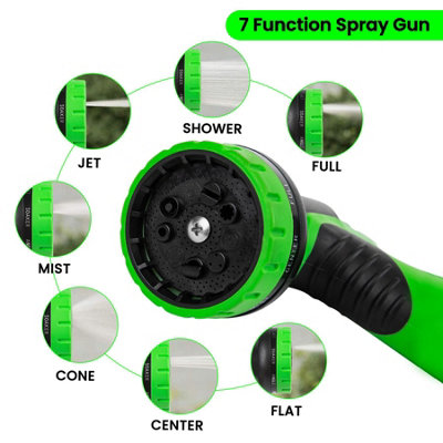 Expandable Garden Hose 30M/100FT With Spray Gun - Green