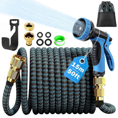 Expandable Garden Hose - Upgraded 3-Layer Latex Pipe 50 ft 15 m Leak ...