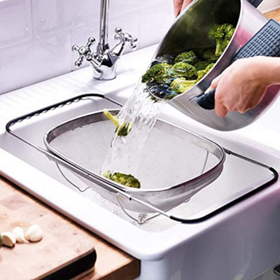 Expandable Over the Sink Colander Stainless Steel