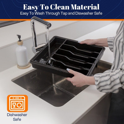 EXPANDABLE PLASTIC CUTLERY TRAY KITCHEN DRAWER ORGANISER STORAGE RACK ...