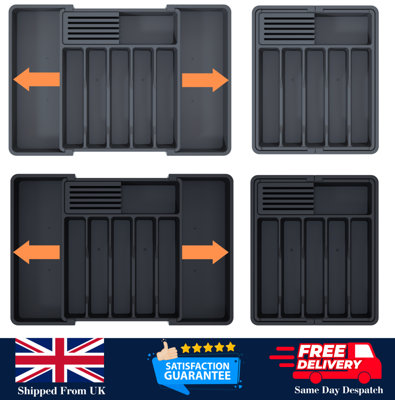 Expandable Plastic Cutlery Tray Kitchen Drawer Organiser Storage Rack ...