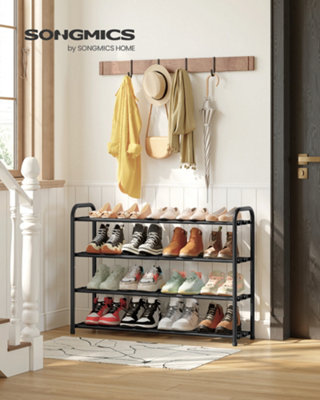 Expandable Shoe Rack, 4-Tier Metal Shoe Shelf Storage, Adjustable Shoe ...