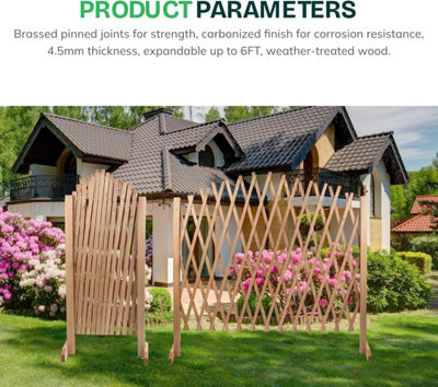 Expandable Wooden Trellis Weather-Treated Natural Wood Garden Trellis ...