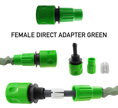 Expanding-x hose replacement female hose end connector/adaptor in green