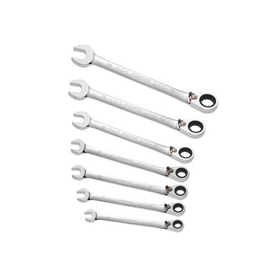 Expert Ratchet Combination Spanner Set, 7 Piece Multi Colour (One Size)