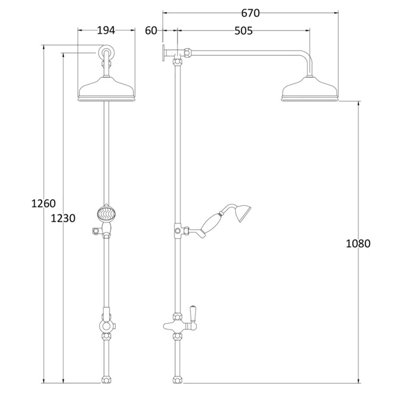 Exposed Grand Rigid Riser Shower Kit with Fixed Head & Handset - Chrome ...