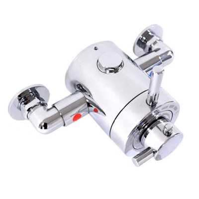 EXPOSED MODERN CONCENTRIC THERMOSTATIC SHOWER MIXER VALVE CHROME - 1 OUTLET