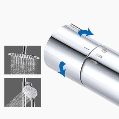 Exposed Round Thermostatic Shower Set in Chrome with Dual Outlets