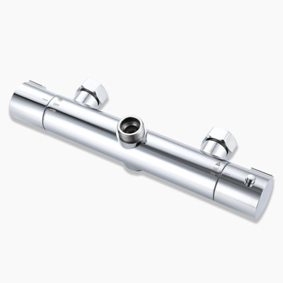 Exposed Round Thermostatic Shower Set in Chrome with Dual Outlets