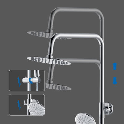 Exposed Round Thermostatic Shower Set in Chrome with Dual Outlets