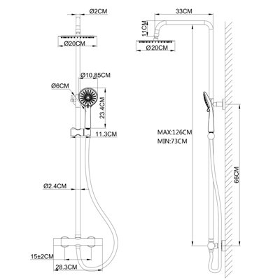 Exposed Round Thermostatic Shower Set in Chrome with Dual Outlets