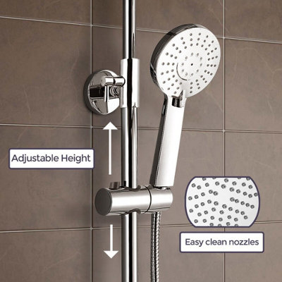 Exposed Thermostatic Shower Mixer Bathroom Twin Head Large Valve Round