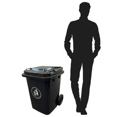 Express Wheelie Bins - Black/Grey Small Outdoor Wheelie Bin for Trash ...