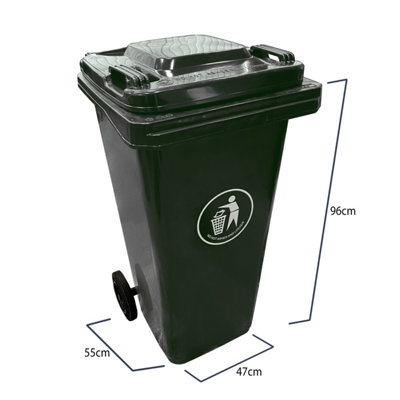 Express Wheelie Bins - Black Outdoor Wheelie Bin for Trash and Rubbish 120L Council Size with ...